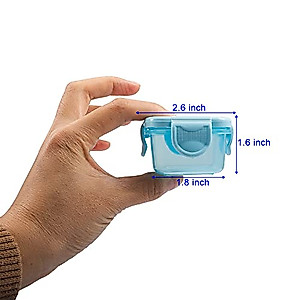 Amytalk Mini Salad Dressing Containers Reusable Plastic Sauce Containers Small Sauce Condiment Cups with Lid for Lunch Box Picnic Travel (Blue)