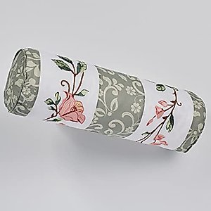 Touch of Class Catalina Embroidered Pieced Piped Seagrass Neckroll Pillow Pillow Embroidered Neckroll 7dia x 20