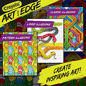 Crayola Art With Edge Optical Illusions Coloring Pages (40pgs), Adult Coloring, 3D Art, Gift for Teens & Adults