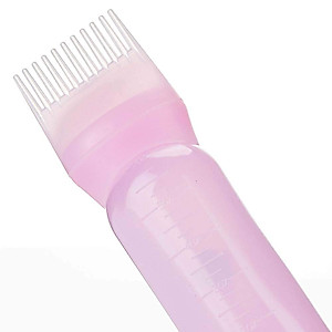 Root Comb Applicator Bottle, Empty Bottle Styling Tool Dyeing Shampoo Bottle, Hair Dye Applicator Brush Bottles Dyeing Shampoo Bottle(Purple)