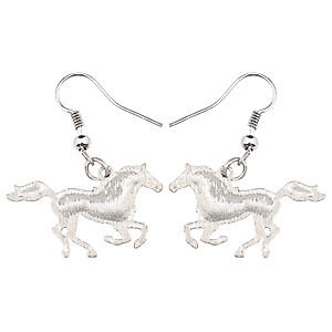 NEWEI Enamel Alloy Sweet Running Horse Earrings Drop Dangle Fashion Animal Jewelry For Women Gift (Blue)
