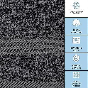 White Classic Luxury Hand Towels for Bathroom-Hotel-Spa-Kitchen-Set - Circlet Egyptian Cotton - 16x30 Inches - Set of 6 (Gray)