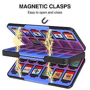THELIFELICIOUS Switch Game Card Case for Nintendo Switch/Switch OLED/Switch Lite, Gradient Color Lining Games Card Holder with 48 Game Card Slots & 24 Micro SD Card Slots.