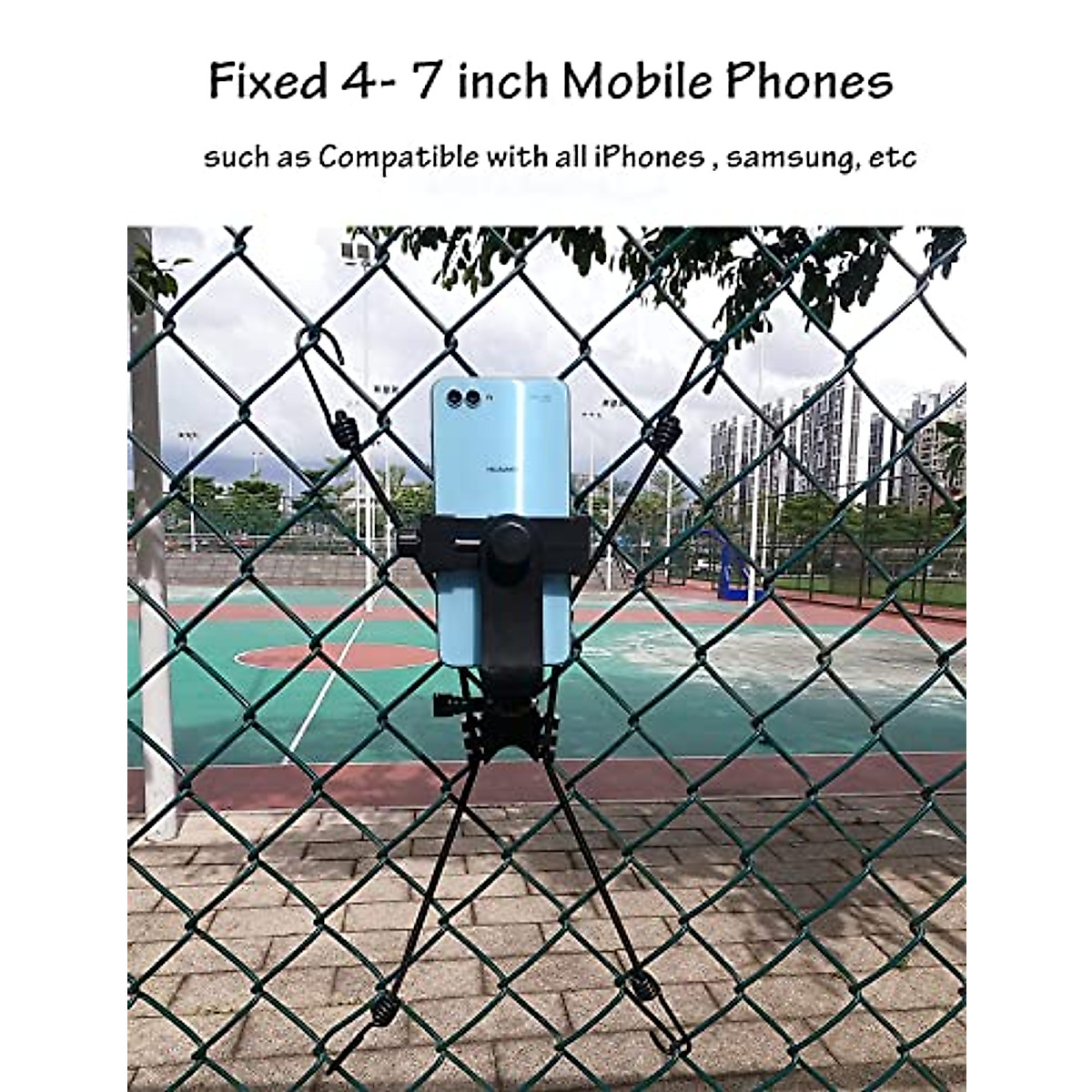 Phone and Action Camera Chain Link Fence Mount with Clip Holder Compatible with iPhone Samsung GoPro DJI OSMO AKASO,Suitable for Recording Baseball Softball and Tennis Games
