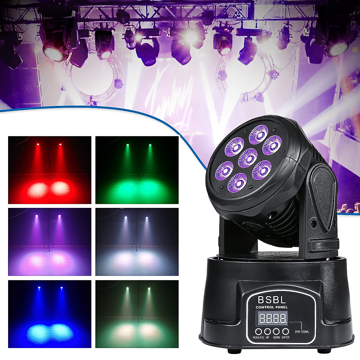 70W Moving Heads Wash Lights RGBW LED Stage Light 9/14CH DMX Light with Professional Spotlight for DJ Disco Events Wedding Birthday Party Live Show Bar...