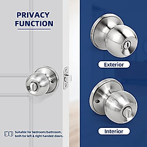 LOQRON Keyless Privacy Ball Door Knob and Single Cylinder Deadbolt Lock Combo Set Security for Front Door Bedroom/Bathroom Satin Nickel Finish
