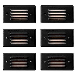 GKOLED 12V 3W Surface Mount Low Voltage LED Step Light Fixture with Horizontal Louvered Faceplate for Steps Decks Pathway Yard Stairs Fences, IP65 Outdoor Waterproof, Wet Locations, 6 Pack