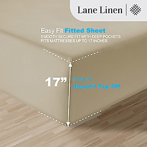 LANE LINEN 100% Egyptian Cotton Bed Sheets - 1000 Thread Count 4-Piece Linen King Set Bedding Sateen Weave Luxury Hotel 16" Deep Pocket (Fits Upto 17" Mattress)