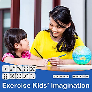 Lohoee Teaching Dice 16mm Math Dice Games for Kids 8-12 for Math Teaching Classroom Supplies Acrylic Material (20Pcs Math Operation Dice + 20Pcs Number Dice + 20Pcs Dot Dice)