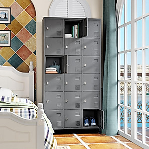 SUXXAN 18 Doors Metal Lockers for Employees for Offices School Gyms Home,Assembly Required,Dark Gray