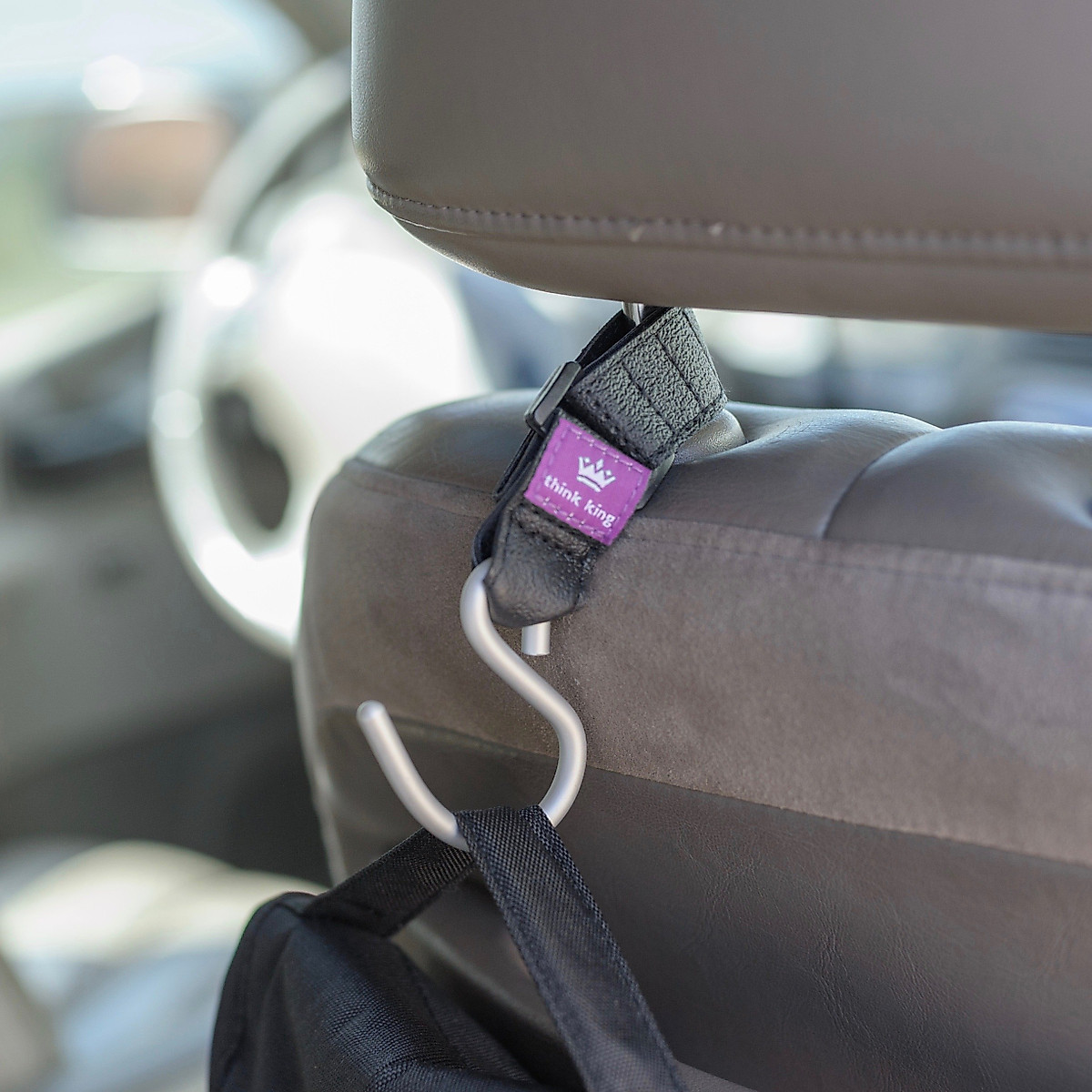 Think King Mighty Buggy Hook for Stroller, Wheelchair, Rollator, Walker, 2 Pack, Black/Brushed Aluminum, 2 Count (Pack of 1)