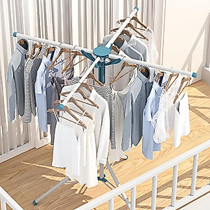 AUGMIRR Clothes Drying Racks, Height-Adjustable 52 Inches Updated Version,Stainless Steel for Indoor Outdoor,Length Adjustable Saves Space,with 20 Windproof Hooks (Tripod Rack, 52")