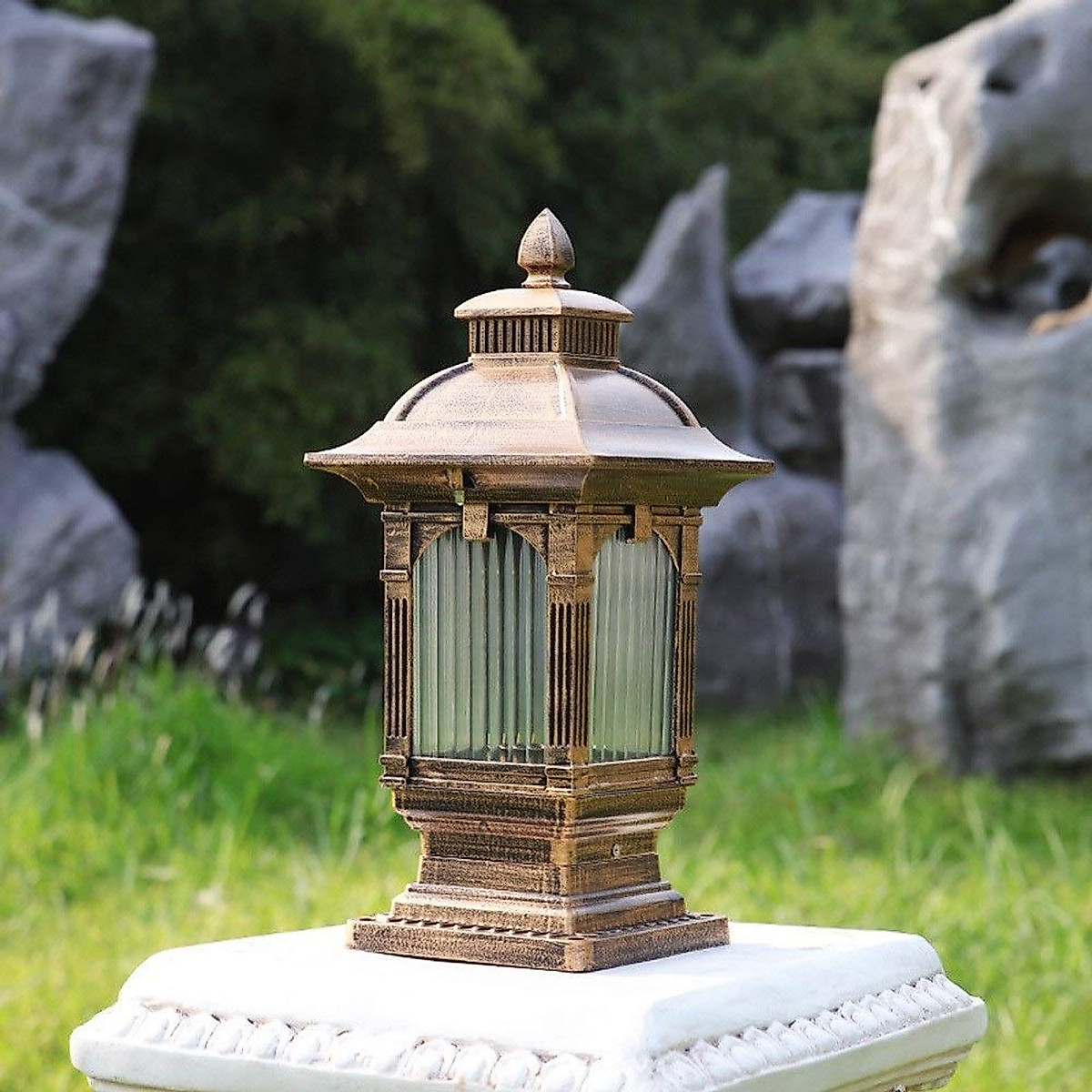 ZZYJYALG Glass Lamp Outdoor IP65 Waterproof Table Lamp Column Lamp European Home Garden Garden Floor Lamp Aluminum Lamp E27 Decorative Street Lamp Anti-Oxidation Column Lamp