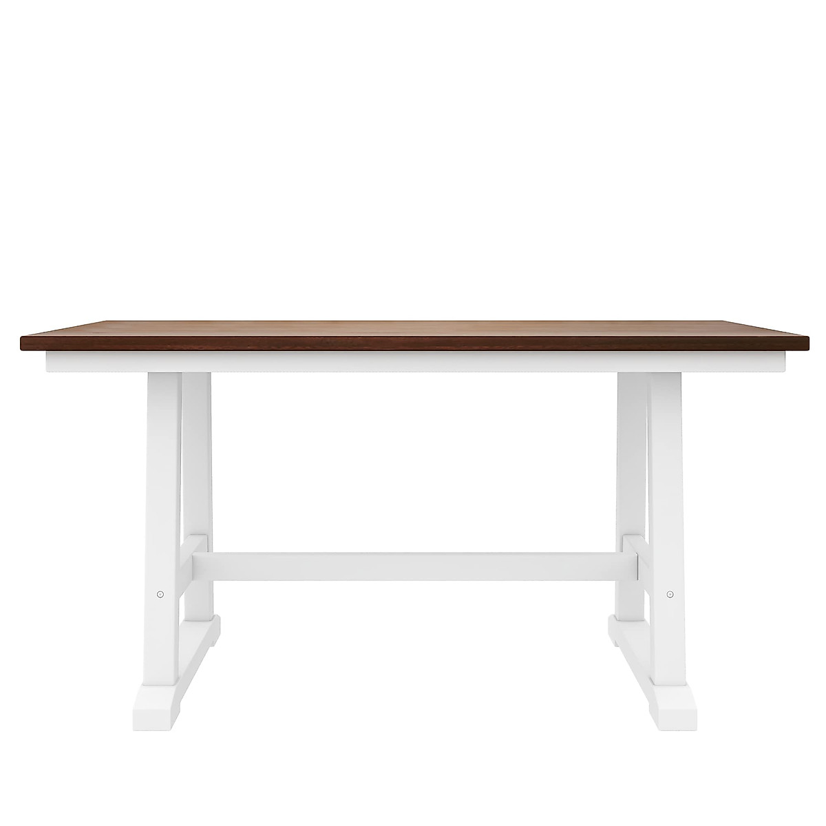 GLORHOME 6-Piece Farmhouse Style Wood Kitchen Table Set with Long Bench and 4 Dining Chairs,Walnut+White