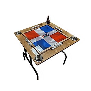 The Kitchen Zone Domino Table with Dominican Flag - Anti-scrash and Water-Resistant(Legs Included)