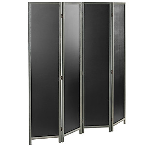 MyGift Dark Brown Wood Folding Room Divider with Chalkboard Panels, 4 Panel Privacy Screen