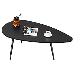 SAYGOER Black Small Coffee Table Modern Oval Coffee Tables Retro Center Table for Small Space Mid Century Coffee Table Rustic Accent Table for Living Room Home Office, Easy Assembly