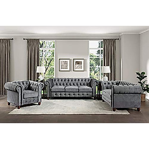 Lexicon Boswell Living Room Loveseat, Dark Gray
