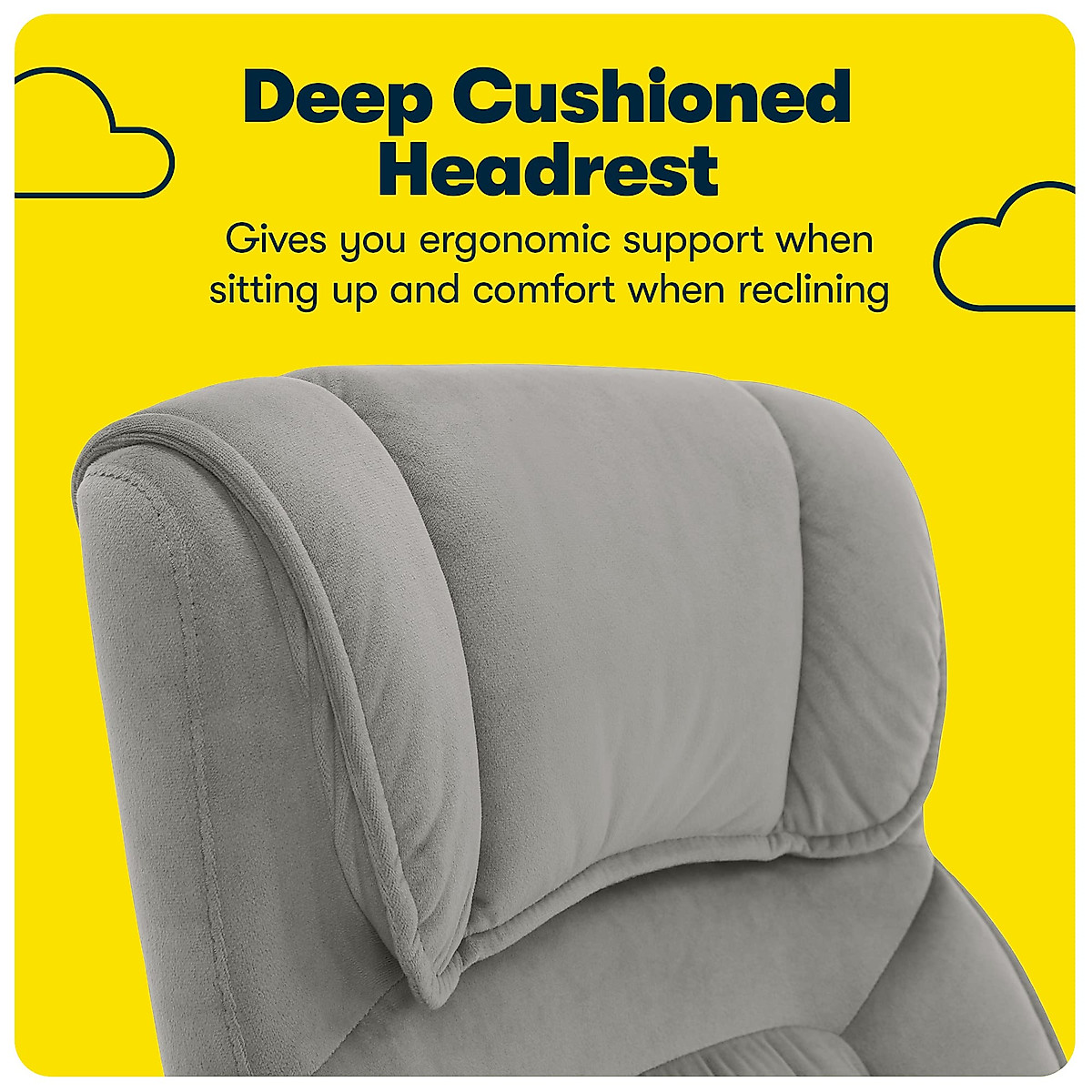 Serta Executive Office Chair Ergonomic Computer Upholstered Layered Body Pillows, Contoured Lumbar Zone, Base, Fabric, Black/Grey