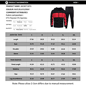 LBL Leading the Better Life Men's Casual Tracksuits Long Sleeve Jogging Suits Sweatsuit Sets Track Jackets and Pants 2 Piece Outfit Black 2XL