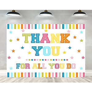 Ticuenicoa 5×3ft Thank You Backdrop Colorful Photography Background Thanks for Teachers Employees Thank You First Responders Support Doctors Nurses Party Decorations Banner Props
