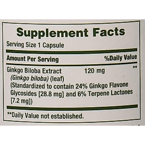 Nature's Bounty Ginkgo Biloba 120 mg 100 ea (Pack of 3)