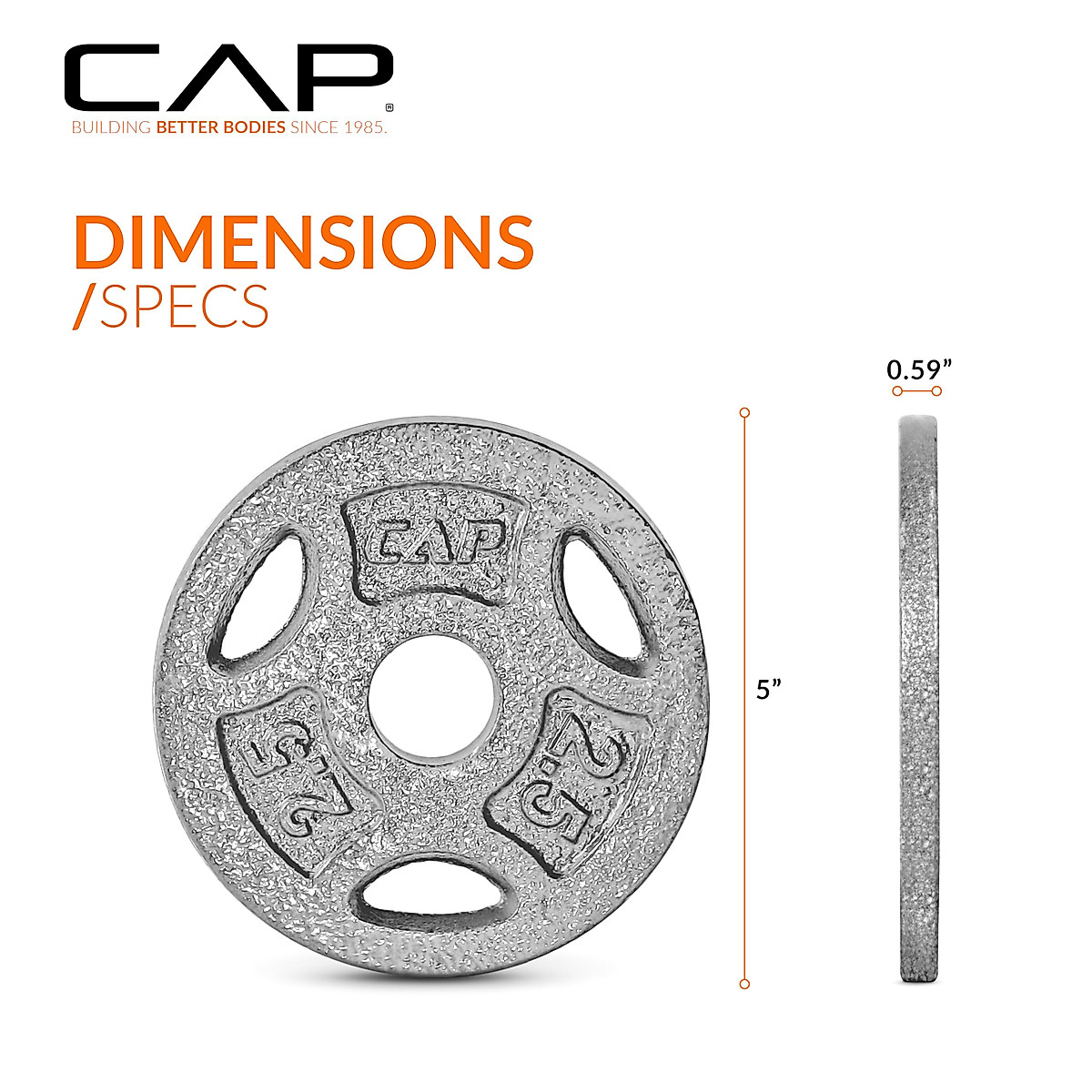 CAP Barbell Standard 1-Inch Grip Weight Plates 2.5 lbs Gray, Pack (x4) (RWPIS-002.5)