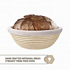 La Patisserie Bread Proofing Basket – 11 Piece Bread Baking Kit with Round and Oval Banneton Basket, Liners, Dough Scrapers, Scoring Lame, Blades, Digital Scale, Canvas Bread Bag