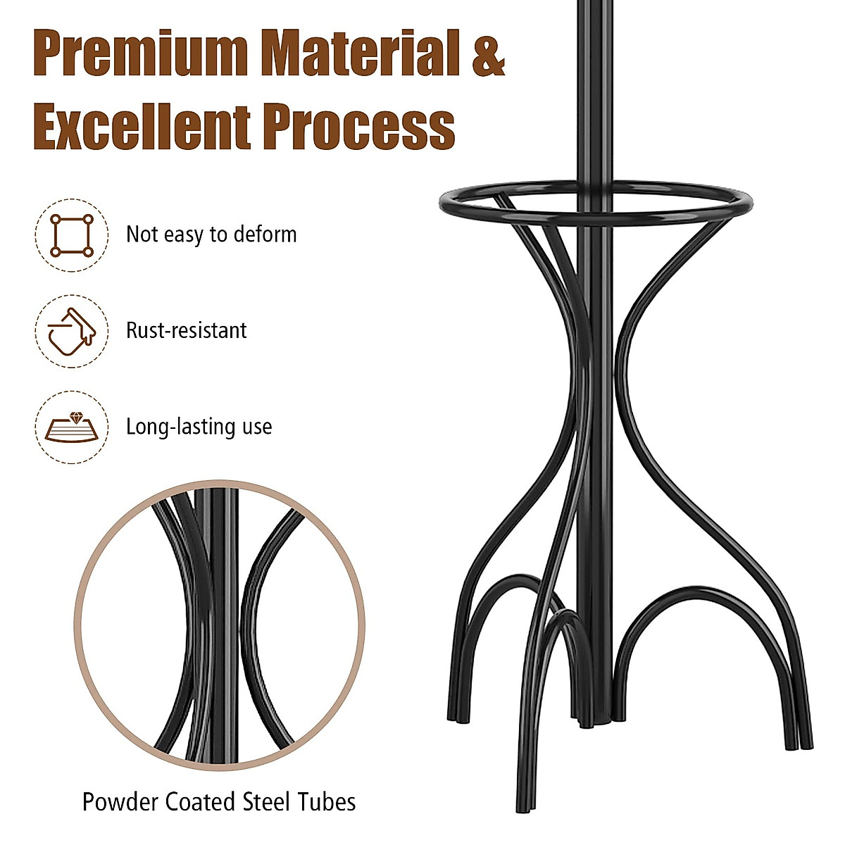 Nightcore Coat Rack Freestanding, Heavy-duty Coat Tree with Umbrella Holder, Modern Coat Rack Stand with 12 Hanging Hooks, Coat Hanger for Jackets Bags Hats Purse Scarf Entryway