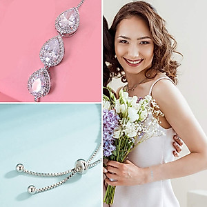 DHQH Bridesmaids Gift Silver Tennis Bracelets for Women Set of 6 Bridesmaid Bracelet 18K Gold Plated Teardrop Bracelet Wedding Bridesmaid Proposal Bracelets for Party