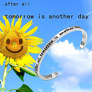 TGBJE After All Tomorrow Is Another Day Cuff Bracelet Inspired By Gone With The Wind Scarlett Quote Jewelry Famous Movie Inspirational Quote (Tomorrow)