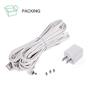 Power Adapter for Ring Spotlight Cam Battery, with 25Ft/7.5m Weatherproof Outdoor Cable to Continuously Charge Your Home Security Camera, No Need to Change The Batteries(White)