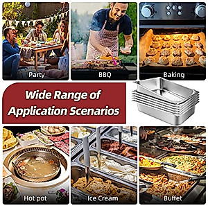 IMMERROT 6 Inch Deep Full Size Hotel Pans 21 Gauge Steam Table Pans Anti-Jamming Commercial 18/8 Stainless Steam Steamer Evaporator Pan for Catering Restaurant Food Storage 6 Pack