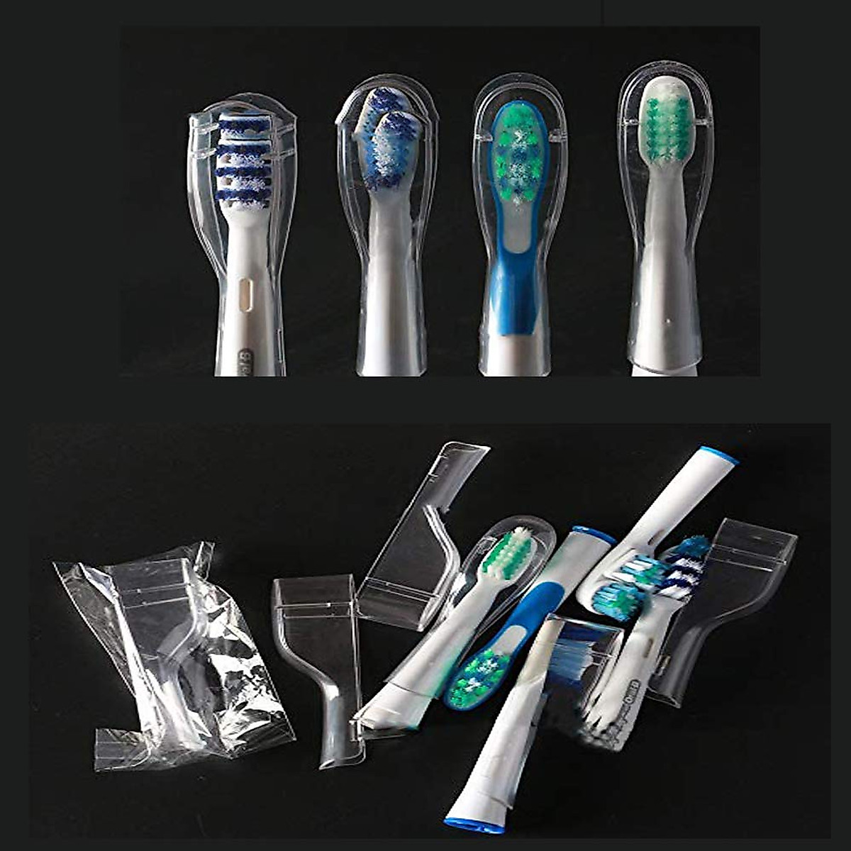 BSGB 6PCS Plastic Travel Electric Toothbrush Heads Cover Protective Cap Case for Oral-B Electric Replacement Tooth Brush Keep Germ Dust Away (Long)