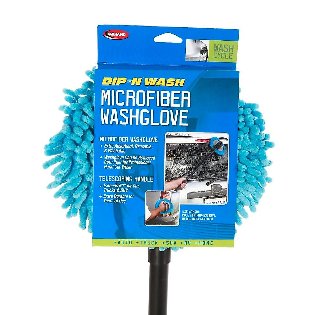 Carrand 93210 Long Chenille Microfiber Wash Mop with 48" Extension Pole , Black
