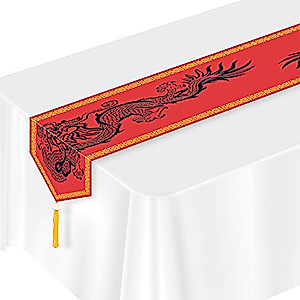 Beistle Printed Asian Table Runner,Red, Black, Gold