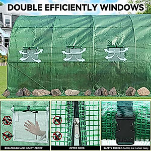 YITAHOME 10x6.5x6.5ft Greenhouse w/ Water System Heavy Duty Green House Large Tunnel Greenhouses Kit Walk in Outdoor Plant Gardening Upgraded Galvanized Steel for Garden, Backyard, Green