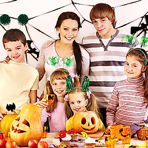 Censen 24 Pcs Pom Pom Headband Tinsel Wrapped Ponytails Head Bopper Headwear Hair Accessories Party Costume(Green)