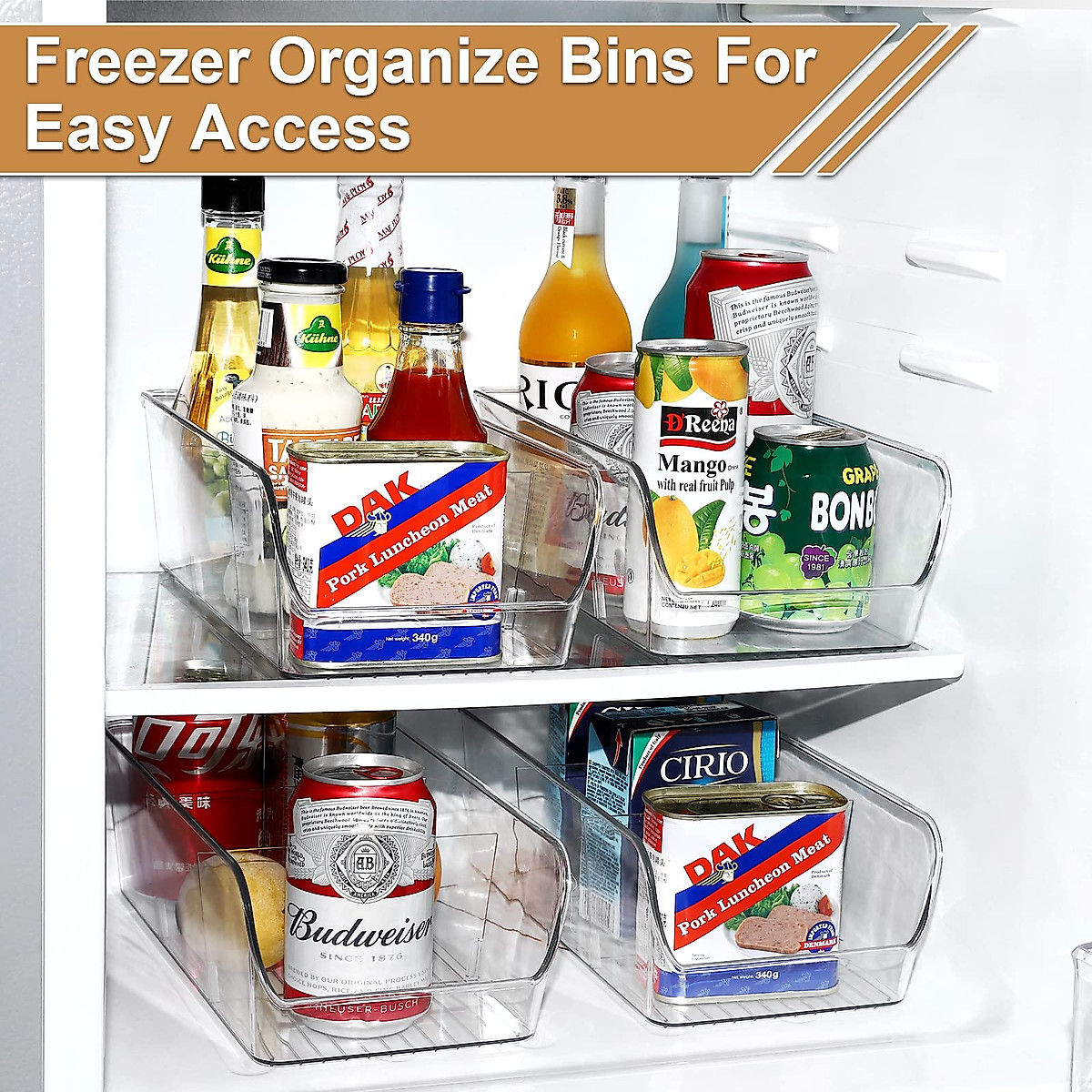 GESTONE 4 Pack Pantry Snack Organizer, Pantry Organization and Storage, Pantry Organizer Bins for Snacks, Pouches, Packets, Stackable Snack Organizers for Fridge, Kitchen, Cabinets, Table, Bedroom