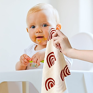 LifeTree Baby Muslin Washcloths, Soft 6 Pack Baby Wash Cloths Unisex for Boys Girls, 70% Viscose from Bamboo and 30% Cotton Bath Face Towels, Bibs for Newborn with Sensitive Skin, 10.2x10.2 inches