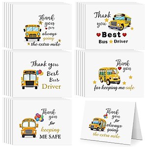 Motiskyy 36 Pack School Bus Driver Thank You Cards Back to School Bus Driver Greeting Cards School Bus Driver Appreciation Gifts Thank You for Keeping Me Safe Bus Driver for Graduation Retirement