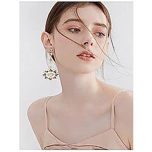 Vintage Opal Sun and Moon Planet Earrings Long Bohemian Tassel Cresent Moon Drop Earring Mother's Day Gift Earrings for Women Girls