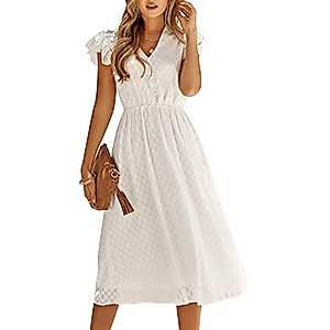 Camisunny Fashion 2023 Summer Dresses Sundress for Women Trendy Sexy V Neck High Waist White Size XL