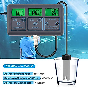 Shanrya Water Quality Tester, WiFi Function 7 in 1 Removable Electrode Real Time Viewing Automatic Calibration ORP Meter for Tuya APP for Aquarium (US Plug 110V)