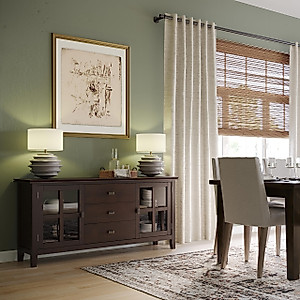 SIMPLIHOME Artisan SOLID WOOD 60 Inch Wide Contemporary Large Sideboard Buffet in Dark Chestnut Brown, For the Dining Room and Kitchen