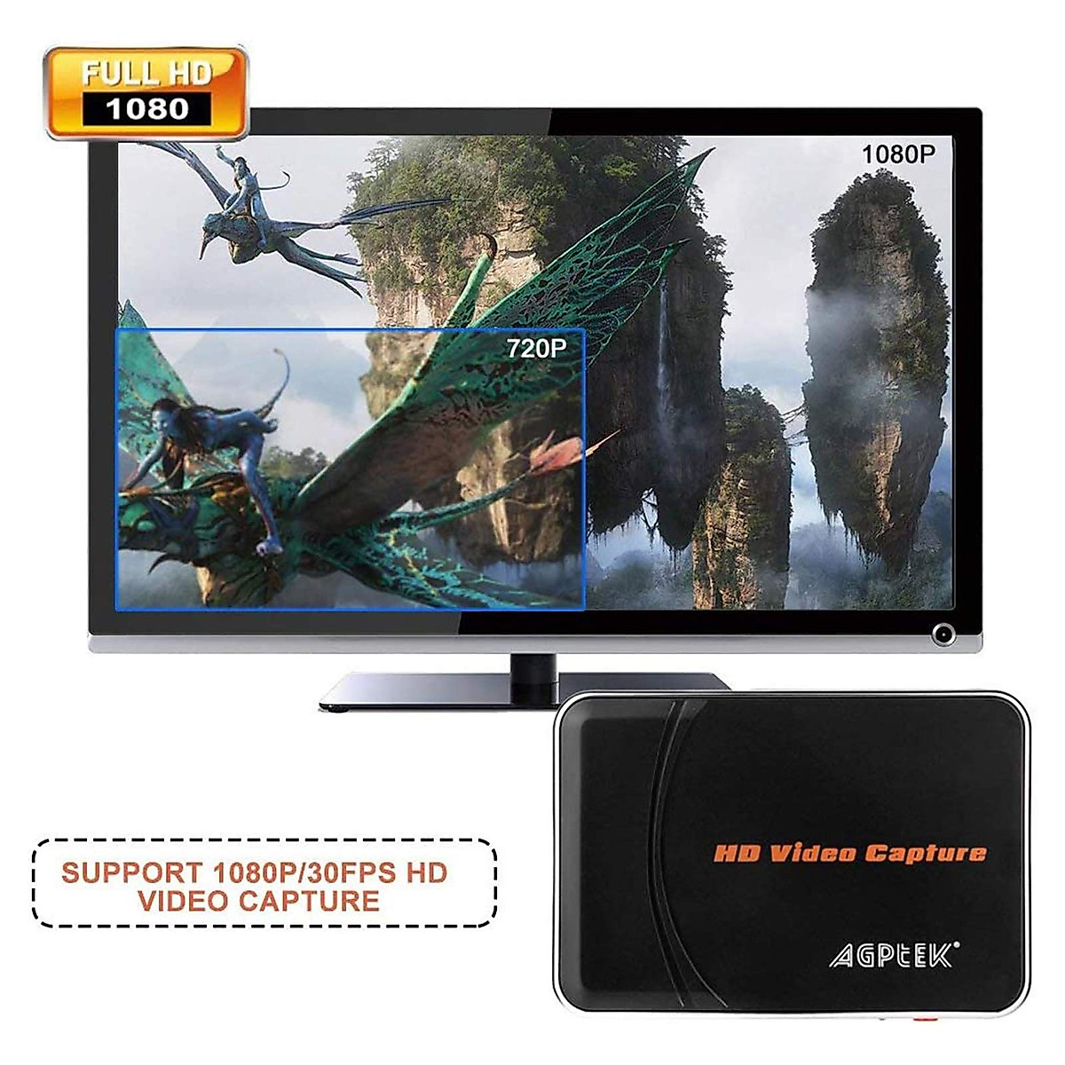 1080P HDMI Video Capture Card HD Game Recorder Compatible with Xbox One/360/ PS4/ Wii U/Nintendo Switch and Support Mic in for Commentary - No PC Required