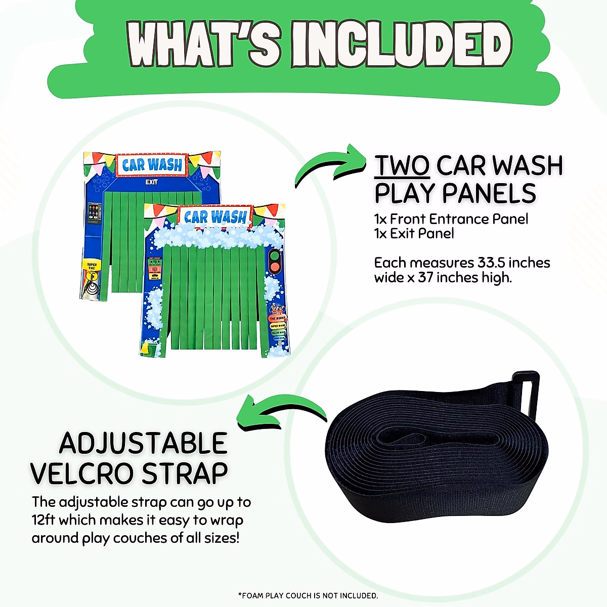 Couch Swag Play Panel for Childrens Foam Sofa Kids Couch (Car Wash)