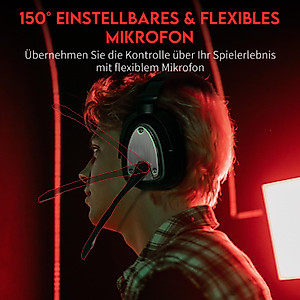 HUHD Wireless Gaming Headset Headphones for PS5,Switch,PS4,PC - Wireless Gaming Headsets for Computer with Microphone Over-Ear, Rotatable Headband, Black