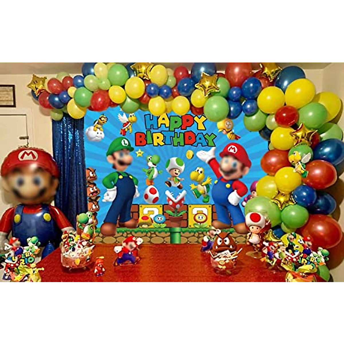 Super Brother Boy Backdrop Adventure Game Mushroom Gold Coins Photography Background Boy Children Birthday Party Baby Shower Supplies Photo Booth Studio Props 7x5FT