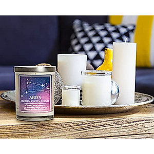 Aries Astrology Candle - Best Friends, Friendship Gifts for Women,  Men, Zodiac Birthday Gift for Aries Friends Female, Aries Lovers, Horoscope Candle, Pisces Constellation